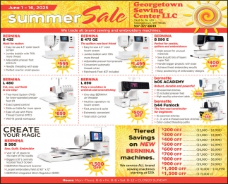 Summer Sale, Georgetown Sewing Center LLC, Georgetown, OH
